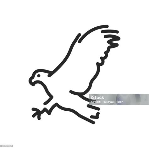 자유 민주주의 선거를 상징하는 장엄한 독수리 아이콘 미니멀한 얇은 선 벡터 윤곽선 기호는 정치 캠페인과 애국적인 상징을 위한 것입니다 독수리에 대한 스톡 벡터 아트 및 기타