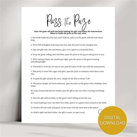 Pass The Prize Bridal Shower Game Pass The Present Wedding Games Pass