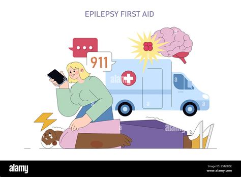 Epilepsy First Aid Illustration This Scene Portrays Immediate Response