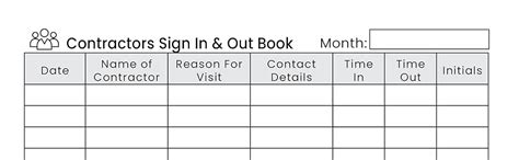 Contractors Signing In And Out Book Suitable For Construction Sites