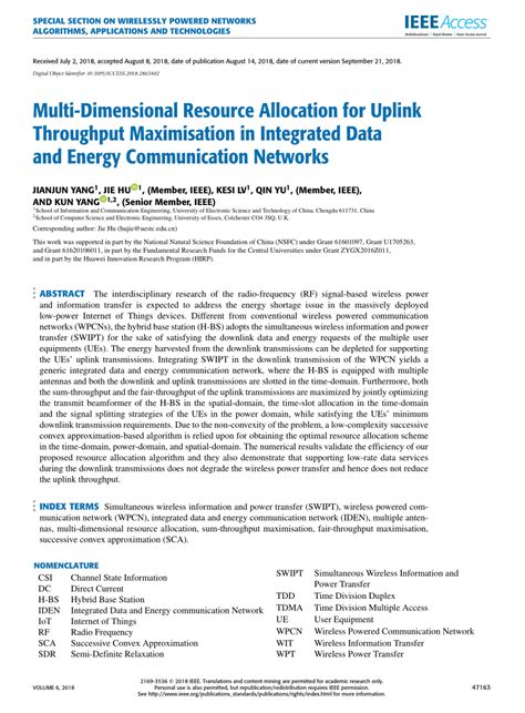 Pdf Multi Dimensional Resource Allocation For Uplink Throughput Maximisation In Integrated