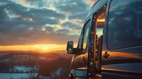 Luxury And Comfortable Van With An Open Door At Night Vip Van Is