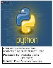 IB Python Pdf COURSE COMPLETE PYTHON BOOTCAMP GO FROM ZERO TO HERO Prepared By