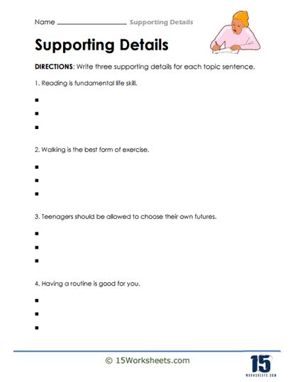 Supporting Details Worksheets 15 Worksheets Library