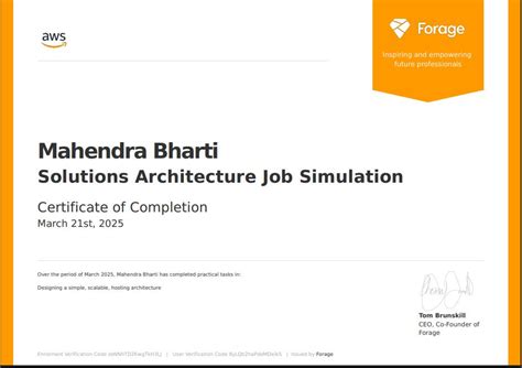 Aws Cloudcomputing Solutionsarchitecture Backenddevelopment Forage… Mahendra Bharti