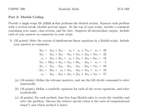 Solved Cmpsc 200 Symbolic Math Ica 24b Part 2 Matlab Coding