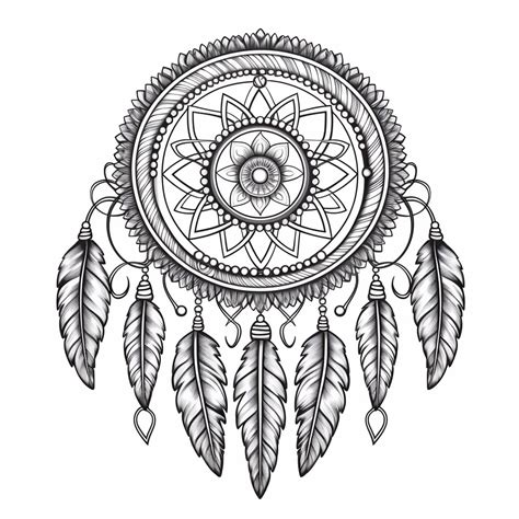 Dream Catcher Inspired Mandala Design Coloring Page