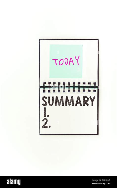 Text Caption Presenting Summary Word Written On Brief Statement Abstract Synopsis Concise