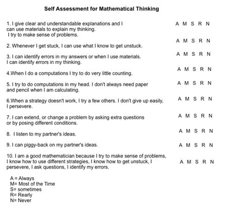 Math Self Assessment Self Assessment Self Assessment