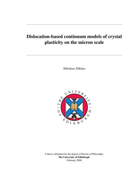 Pdf Dislocation Based Continuum Models Of Crystal Plasticity On The Micron Scale