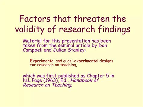 Threats To Internal And External Validity Ppt