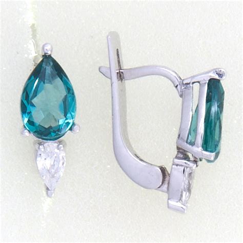 Серьги из серебра с турмалином параиба Арт.2257п – купить в интернет ...