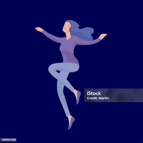 다양한 포즈에서 캐릭터를 점프 행복한 긍정적 인 젊은 남자 또는 여성이 함께 기뻐 행복 자유 개념에 대한 스톡 벡터 아트 및 기타 이미지 Istock
