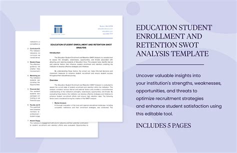 Education Student Enrollment And Retention Swot Analysis Template In