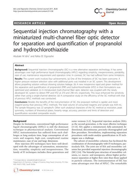 Pdf Sequential Injection Chromatography With A Miniaturized Multi
