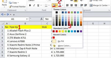 Cara Memberi Warna Pada Cell Excel