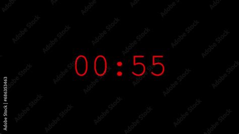 60 Seconds Countdown Timer In Red Font On Black Screen One Minute Timer Animation For