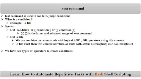 Section 11 Video 1 How To Use Test Command To Validate A Condition By Narendrap Youtube
