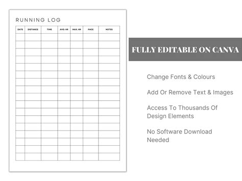 Minimalistic Running Log Printable Trackerdaily Monthly And Yearly