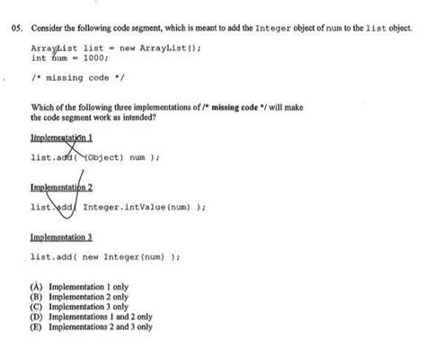 Solved 05 Consider The Following Code Segment Which Is