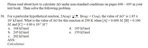 Solved Please read about how to calculate ΔG under Chegg com