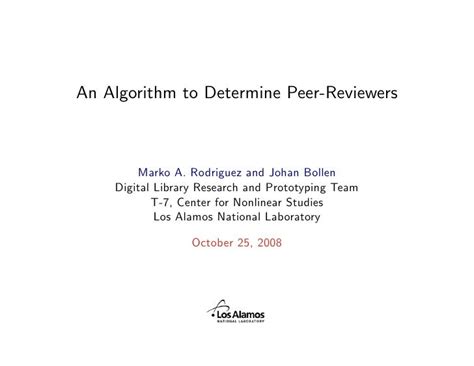 An Algorithm To Determine Peer Reviewers