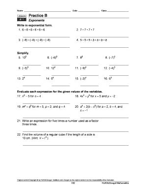 Fillable Online Write In Exponential Form Fax Email Print PdfFiller