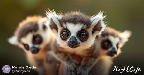 Tiny Cute Lemurs On Human Finger Fluffy Lemurs Perched On