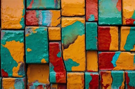 A Colorful Stack Of Cubes With The Word Quot Blue Quot On The Bottom Premium Ai Generated Image