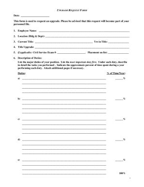 Fillable Online UPGRADE REQUEST FORM Fax Email Print PdfFiller