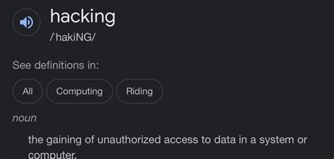 Hacking Haking See Definitions In All Computing Riding Noun The Gaining Of Unauthorized