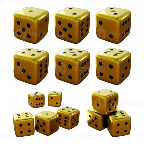 3d Rendering Of Golden Gold Dice From Multiple Perspective View Angle 20920811 Png