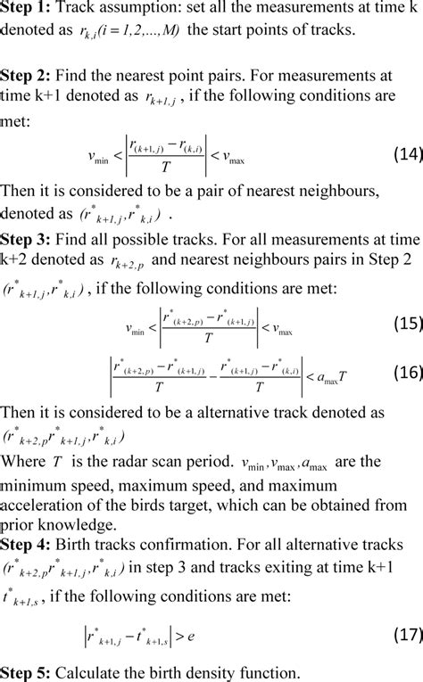 algorithm 1 birth detection of bird targets download scientific diagram