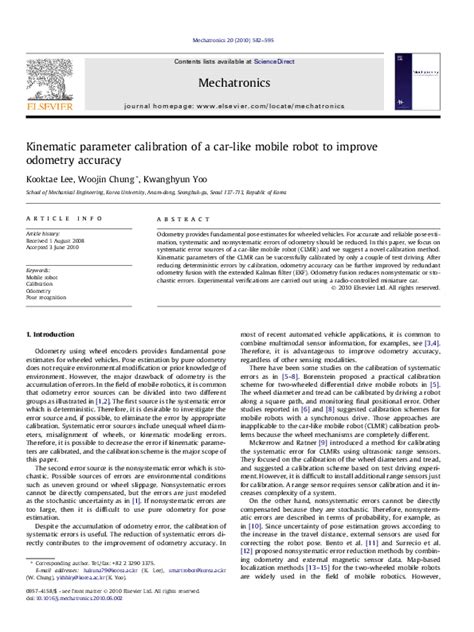 pdf kinematic parameter calibration of a car like mobile robot to improve odometry accuracy