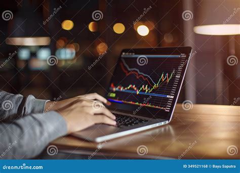 Ai Generative Male Worker With Laptop With Stock Market Chart On Screen Stock Illustration
