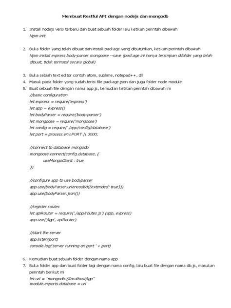 Membuat Restful Api Dengan Nodejs Dan Mongodb Pdf