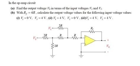 Solved In The Op Amp Circuit A Find The Output Voltage Vo In Terms