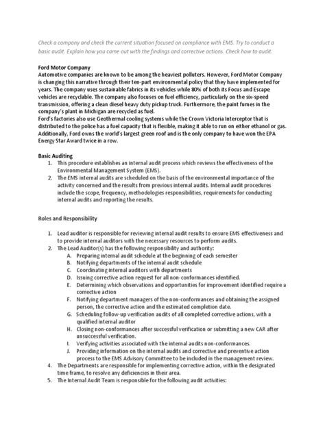 Ems Compliance Pdf Audit Internal Audit