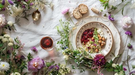 Premium Photo Traditional Passover Celebration Table Setup