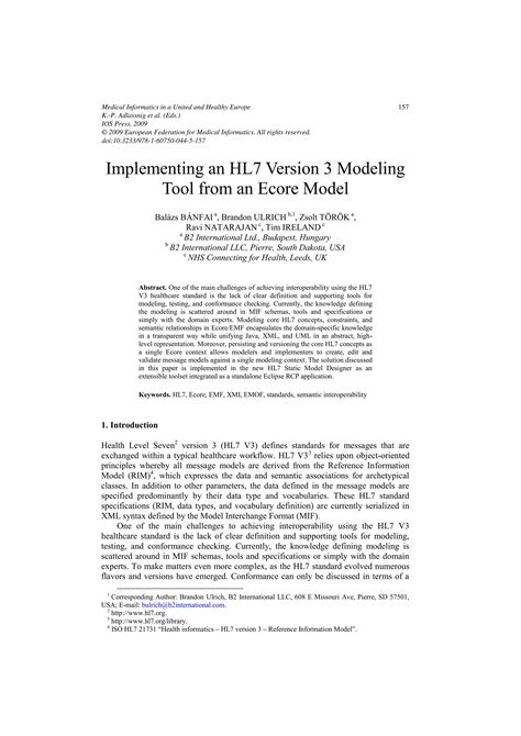 Implementing An Hl7 Version 3 Modeling Tool From An Ecore Model Pdf