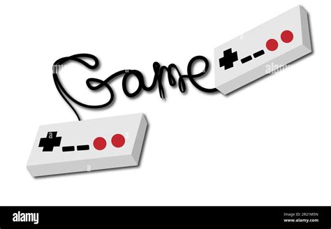 2 White Retro Hipster Vintage Old Antique Playful Joystick For Consoles And Inscription