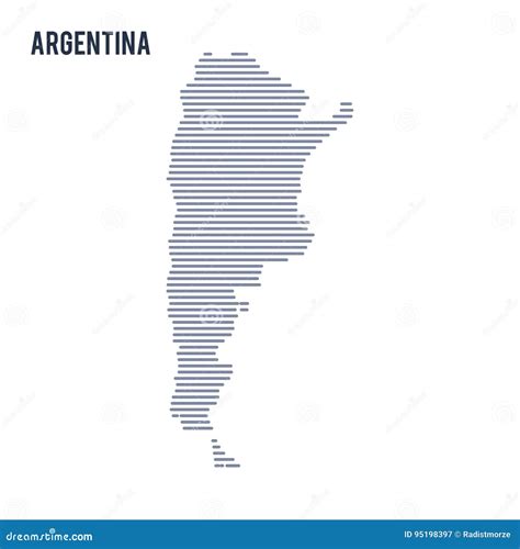 Vector Abstract Hatched Map Of Argentina With Lines Isolated On A White Background Stock
