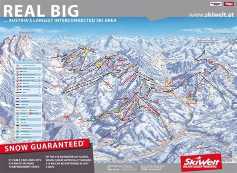 Large Scale Piste Map Of Skiwelt Area Ski Resort In English Tyrol