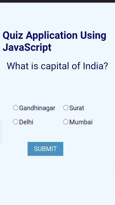 Simple Quiz Application Using Javascript Html Css Coding Jsproject Htmlcssjavascript Youtube