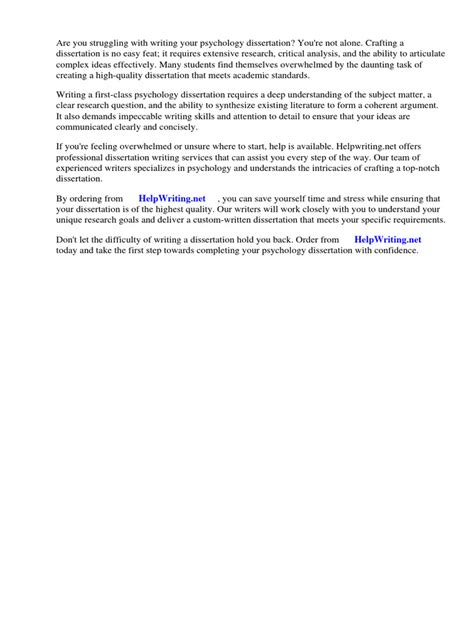 1st Class Psychology Dissertation Examples Download Free Pdf