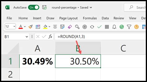 Round Percentage Values Excel Formula