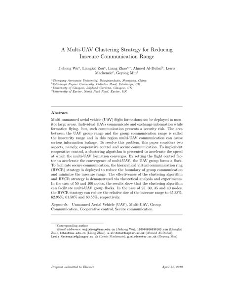 Pdf A Multi Uav Clustering Strategy For Reducing Insecure