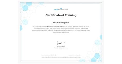 Ankur Ramapure On Linkedin Successfully Completed The Machine Learning