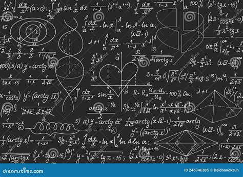 Mathematical Vector Educational Seamless Pattern With Various Mathematical Signs Figures And