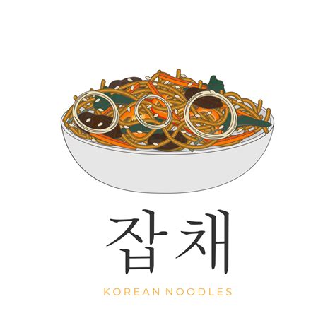 Japchae Korean Noodle Cartoon Illustration Logo 23792527 Vector Art At